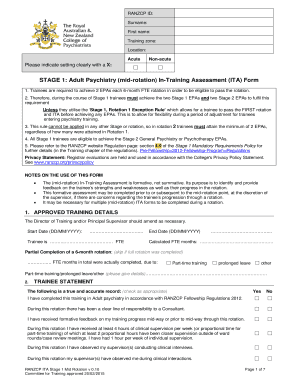 Fillable Online ranzcp XX ROTATION STX TRAINING - ranzcp Fax Email Print - pdfFiller
