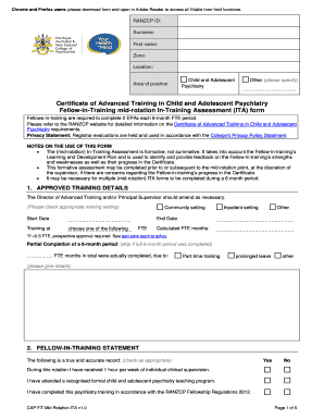 Fillable Online ranzcp Fellow-in-training mid-rotation ITA form Fax ...