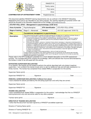 Fillable Online ranzcp ST3- PSY-FELL-EPA3 Management in psychotherapy ...