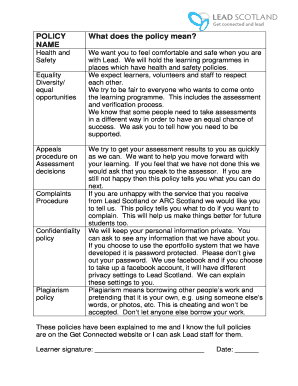 Fillable Online getconnectedandlead org One page easy read policy ...