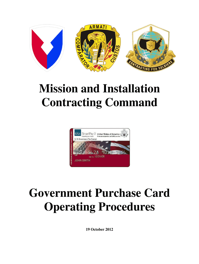 Fillable Online army MICC GPC Operating Procedures - Fort Sill - Army ...