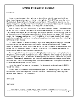 Fillable Online Sample fundraising letter 1 - Team In Training Fax ...