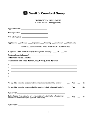 Fillable Online HABITATIONAL SUPPLEMENT Fax Email Print - pdfFiller