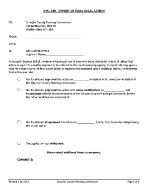 Fillable Online GML 239 Notice of Final Action Form - Schuyler County ...
