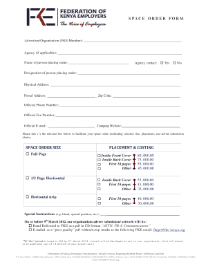 Fillable Online fke-kenya Space order form - Federation of Kenya ...