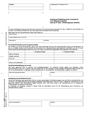 Fillable Online schuetzenkreis81 Antrag auf Erteilung einer Ausnahme vom Alterserfordernis nach ...