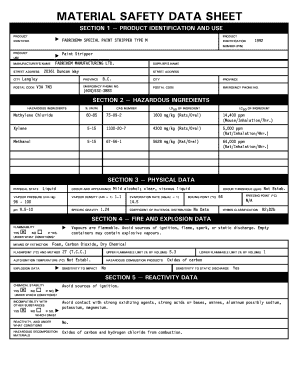 Fillable Online Fabrikem Special Paint Stripper Cleaner Type M MSDS Fax ...