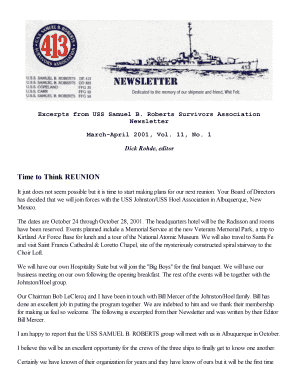 Fillable Online de413 March-April 2001 - USS Samuel B. Roberts DE-413 ...