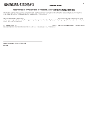 Fillable Online ACCEPTANCE OF APPOINTMENT BY PROCESS AGENT Fax Email ...