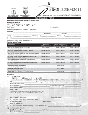 Fillable Online fims FIMS 2011 registration form - fims Fax Email Print ...