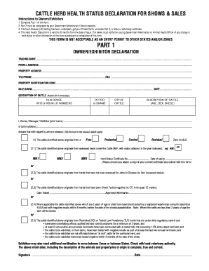 Fillable Online 3 If Johne herd status or other information on the form ...