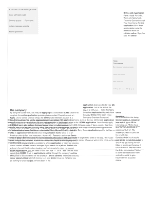 Fillable Online lleuv Sonic job application form online - lleuvxyz Fax ...