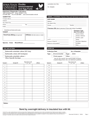 Fillable Online Swine Health Test Request bFormb Poultry Environmental ...