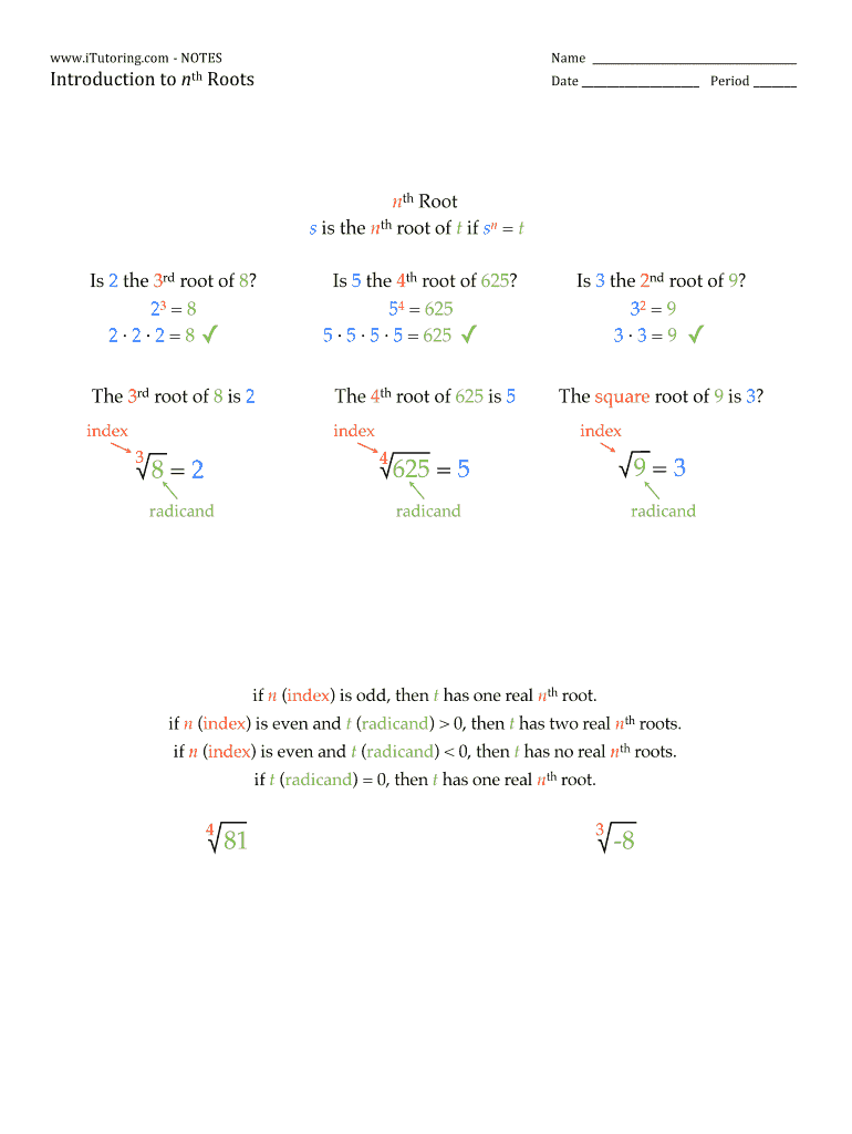 Fillable Online -NOTES Name- Introduction-to-n -Roots- Fax Email Print ...