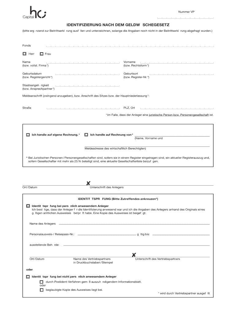 Fillable Online hci-capital Page 1 IDENTIT TSPR FUNG (Bitte ...