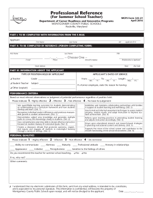 Fillable Online montgomeryschoolsmd Professional Reference - Montgomery County Public Schools ...