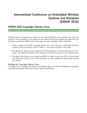 Fillable Online junctionpublishing EWSN 2016 copyright form Fax Email ...