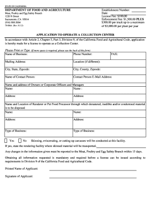 Fillable Online cdfa ca Collection Centers - California Department of Food and Agriculture Fax ...