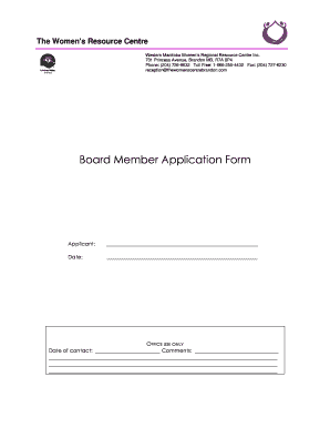Fillable Online Board Member Application Form - The Women039s Resource ...
