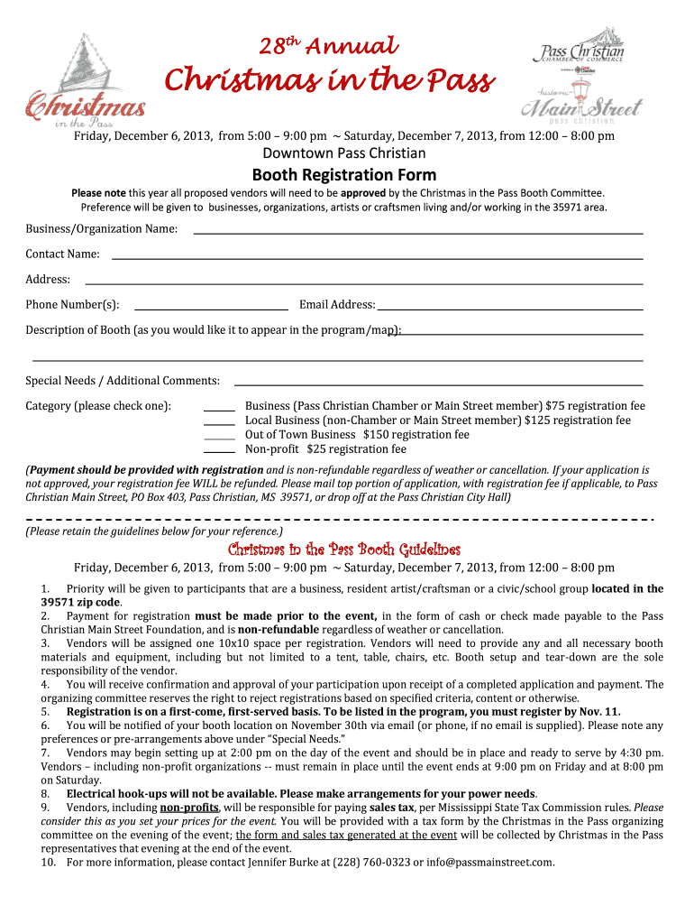 Fillable Online Christmas in the Pass - Pass Christian Main Street Fax ...