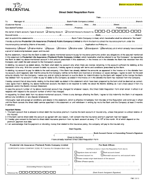 Fillable Online prudential co Direct Debit Requisition Form - bPrudentialb bTHb - prudential co ...