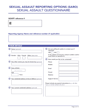 Fillable Online police nsw gov SEXUAL ASSAULT QUESTIONNAIRE - NSW ...