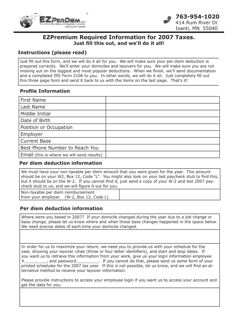 Fillable Online 763 954 1020 EZPremium Required Information fillable-online-763-954-1020-ezpremium-required-information