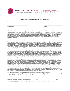 Fillable Online Sample Patient Contract for Using Opioid Pain ...