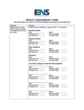 Fillable Online ensrecruitment co IMPACT ASSESSMENT FORM - ENS ...