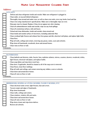 Fillable Online Maple Leaf Management Cleaning Form Fax Email Print ...