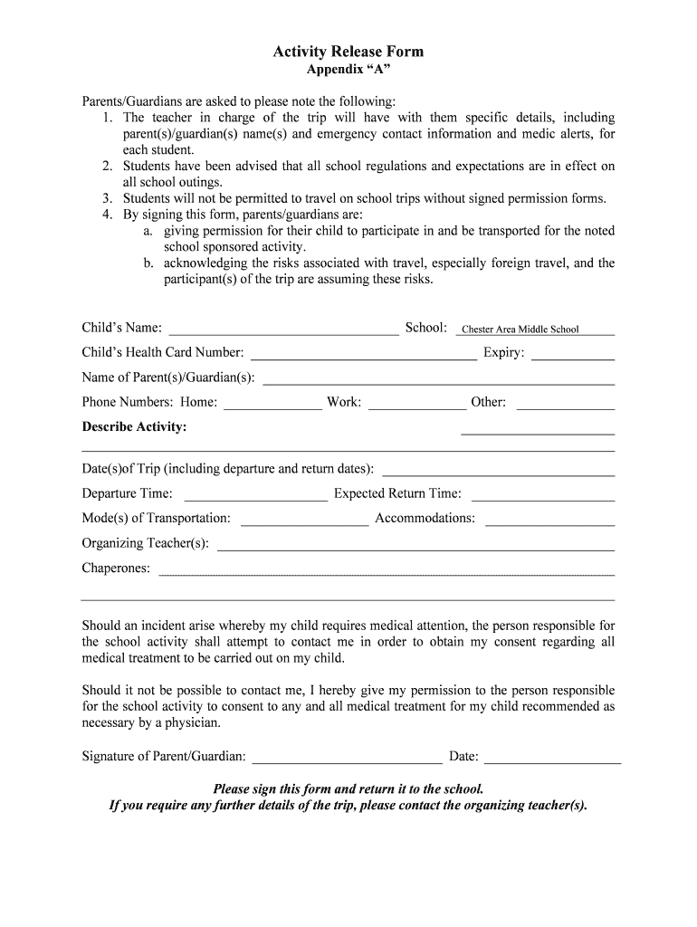 Fillable Online Activity Release Form - Nova Scotia Department of ...