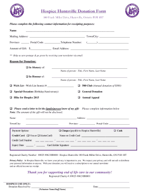 Fillable Online Hospice Huntsville Donation Form 100 Frank Miller Drive ...