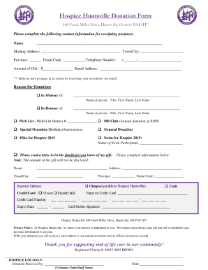 Fillable Online Hospice Huntsville Donation Form Fax Email Print ...
