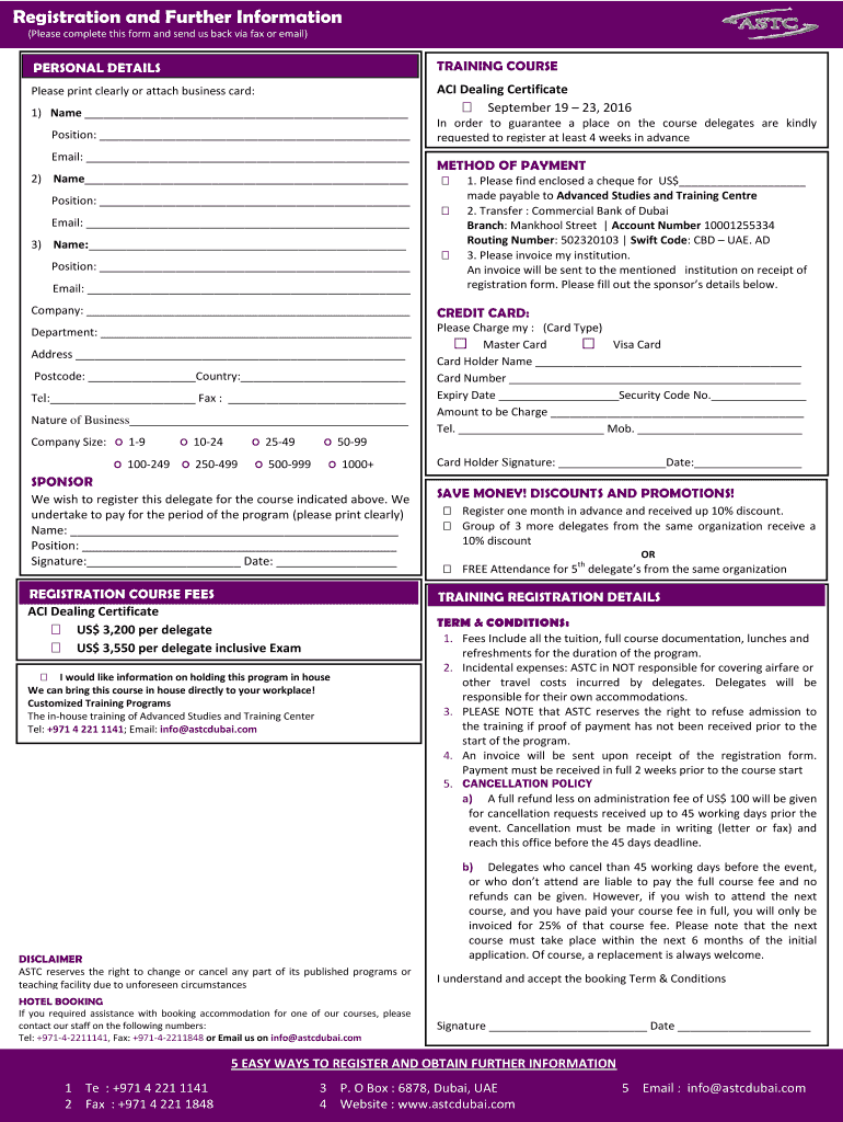 Fillable Online 5 EASY WAYS TO REGISTER AND OBTAIN FURTHER INFORMATION 1 Te : +971 4 221 1141 3 ...