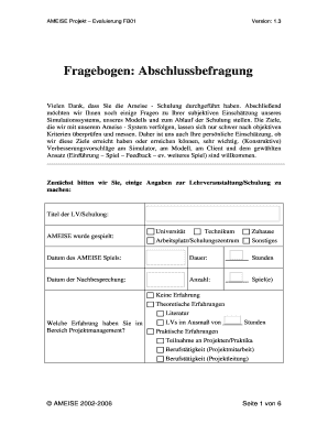 Fillable Online ameise uni-klu ac Fragebogen III: Abschlussbefragung ...