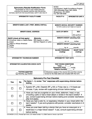 Fillable Online cdc Spirometry Results Notification Form - cdc Fax ...