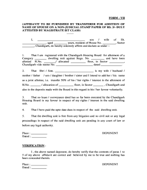 Fillable Online chbonline FORM - VII AFFIDAVIT TO BE FURNISHED BY ...
