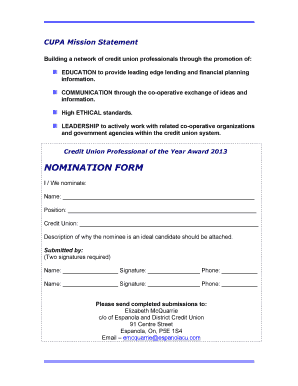 Fillable Online cupa on Nomination form - CUPA Fax Email Print - pdfFiller