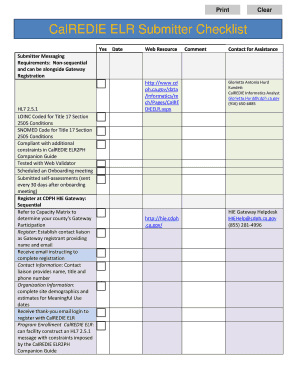 Fillable Online hie cdph ca CalREDIE ELR Submitter Checklist Fax Email ...