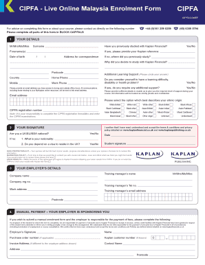 Fillable Online mia net CIPFA Li e Online Mala sia Enrolment Form - Fax ...