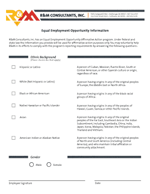 Fillable Online Equal Employment Opportunity Information R& Fax Email ...