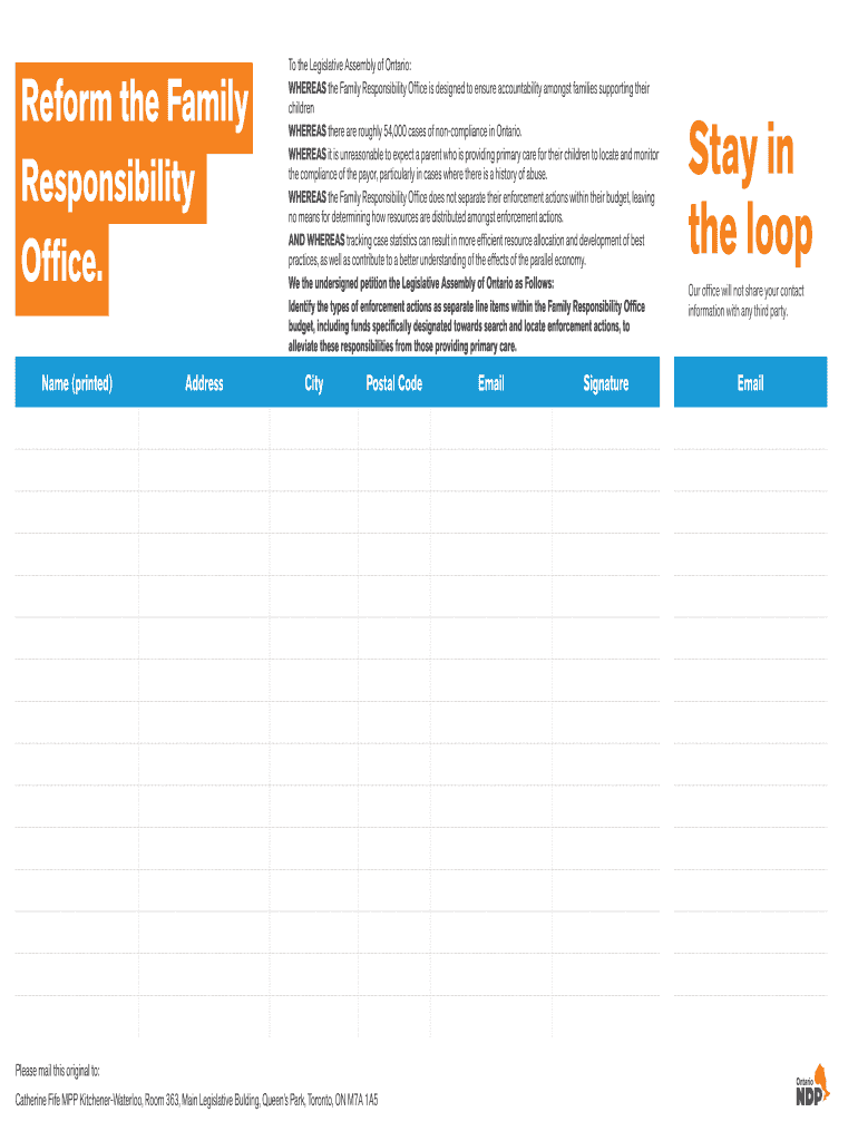 Fillable Online Reform the Family Responsibility Office (FRO ...