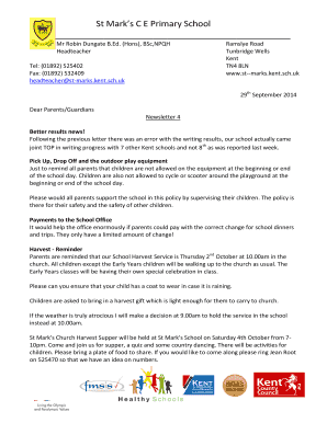 Fillable Online st-marks kent sch St Marks C E Primary School Mr Robin ...