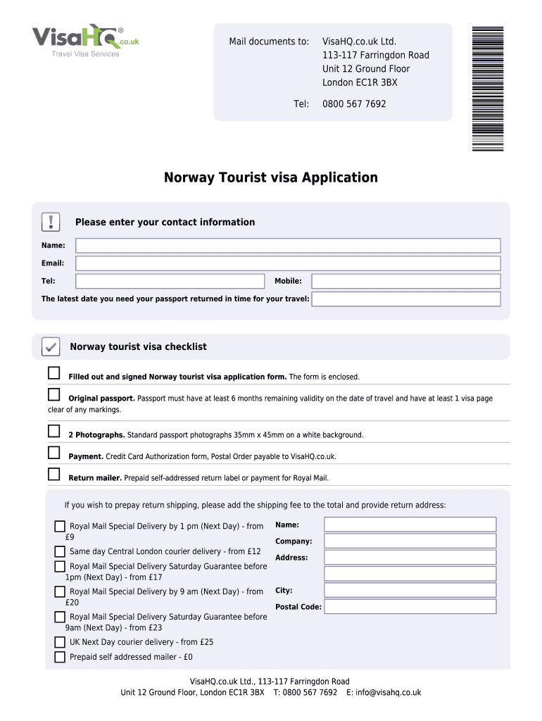 Norway Visa Application Form Pdf - Fill Online, Printable, Fillable, Blank | pdfFiller