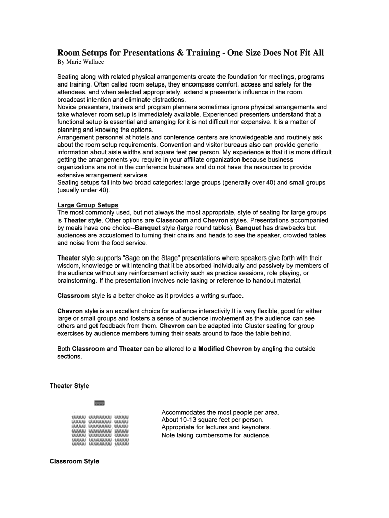 Fillable Online Room Setups for Presentations & Training - One Size Does Not Fit All Fax Email ...