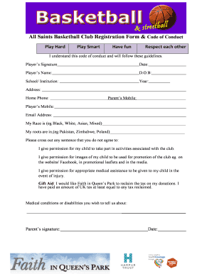 Fillable Online faithinqueenspark org All Saints Basketball Club ...