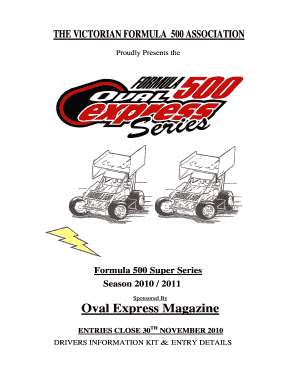 Fillable Online THE VlCTORIAN FORMULA 500 ASSOCIATION Fax Email Print ...