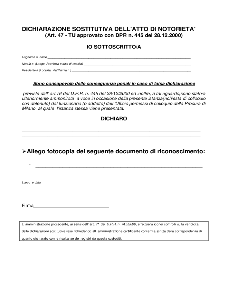 Compilabile Online allegato a dichiarazione sostitutiva dell'atto di ...