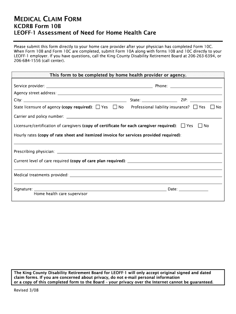 Fillable Online kingcounty MEDICAL CLAIM FORM - kingcounty Fax Email ...