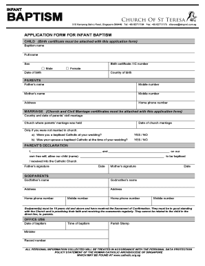 Fillable Online stteresa org Application Form for Infant Baptism - St ...
